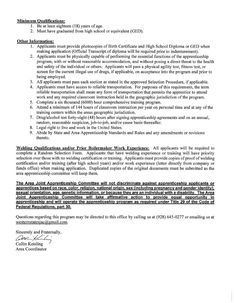 Boilermakers Apprenticeship Program - Mesa Grande